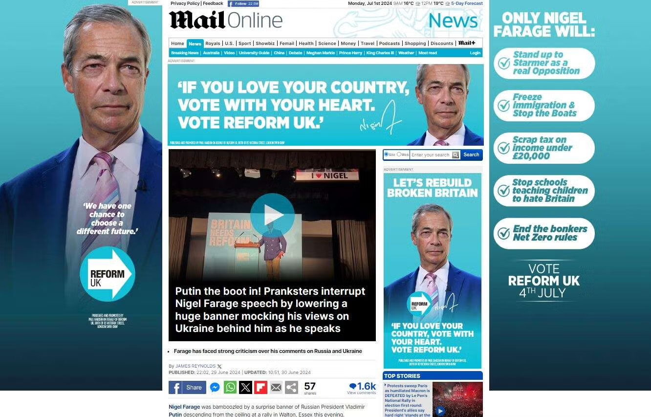 Reform Splurged £1.3m on Right-Wing Newspaper Adverts During Election ...